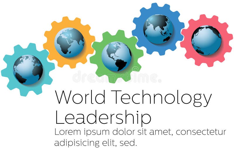 World Technology Global Leader Gears Stock Vector - Illustration of ...