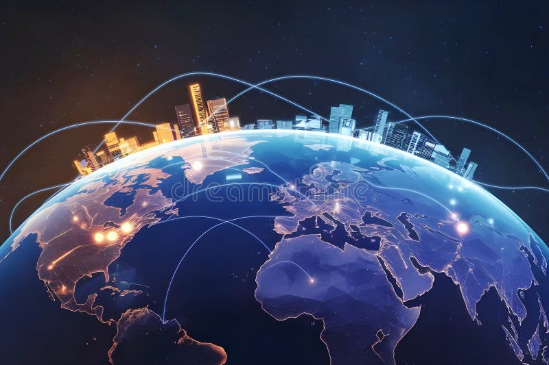 World Technology Night from Space, City Lights, Elements from Stock ...