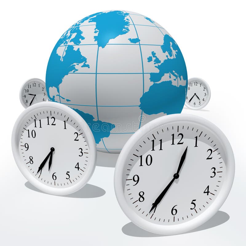 International Time Zones Clocks Around World Global Travel Stock ...