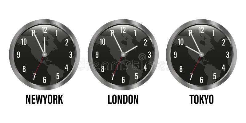 World Time Clock. City Names Display. Black Round Shape. Global Hour ...