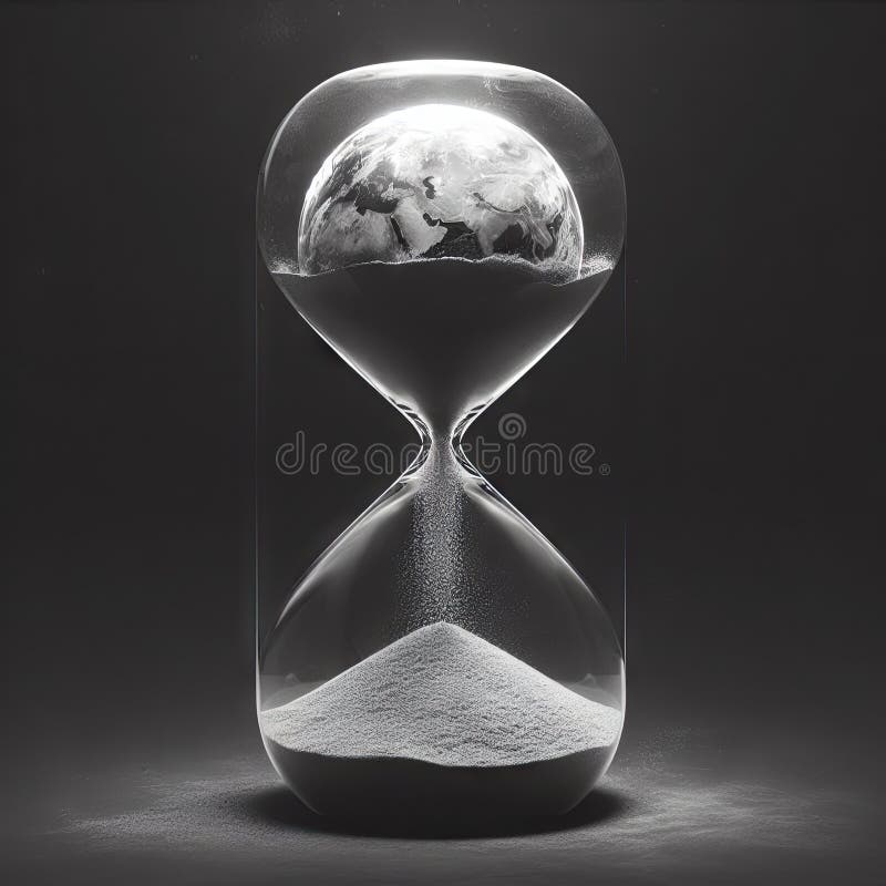 World Time Concept. Sand Watch with Earth Globe Stock Illustration ...