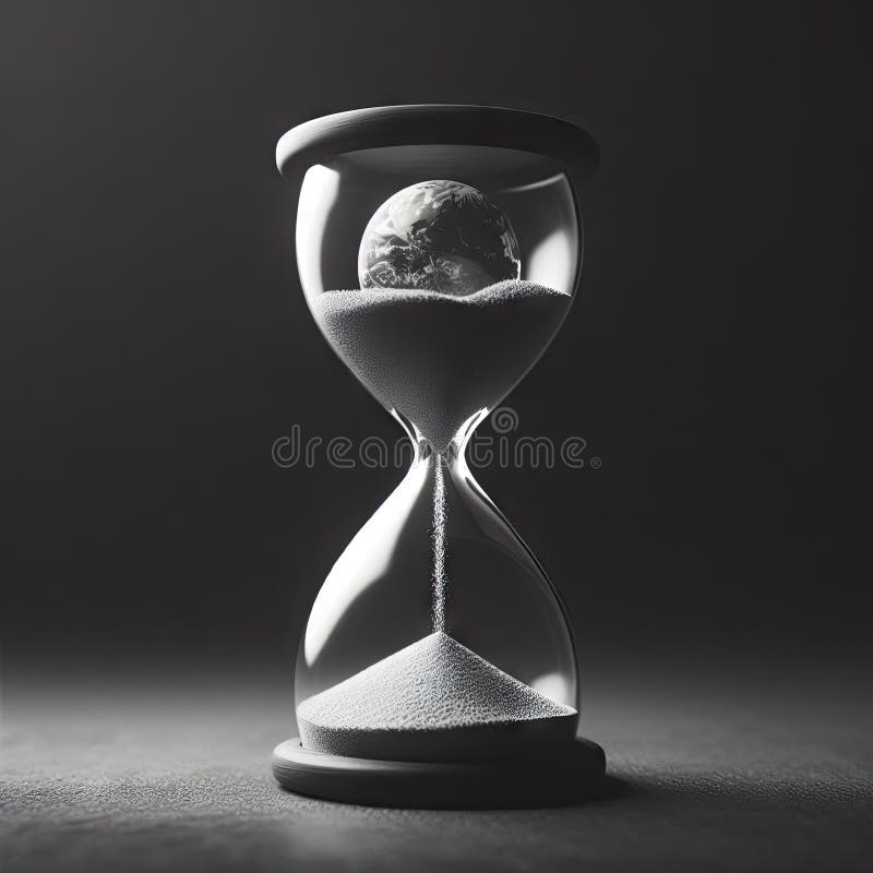 World Time Concept. Sand Watch with Earth Globe Stock Illustration ...