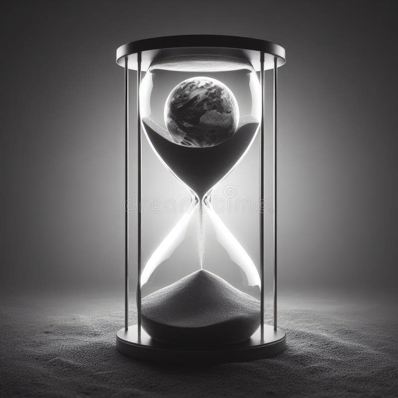 World Time Concept. Sand Watch with Earth Globe Stock Illustration ...