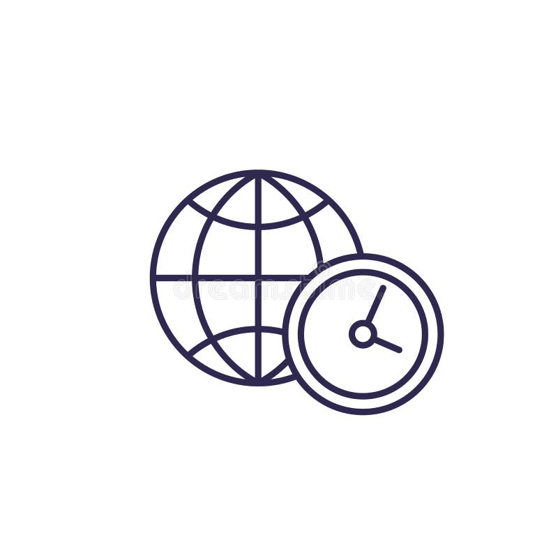 World Time Icon, Line Vector Stock Illustration - Illustration of clock ...