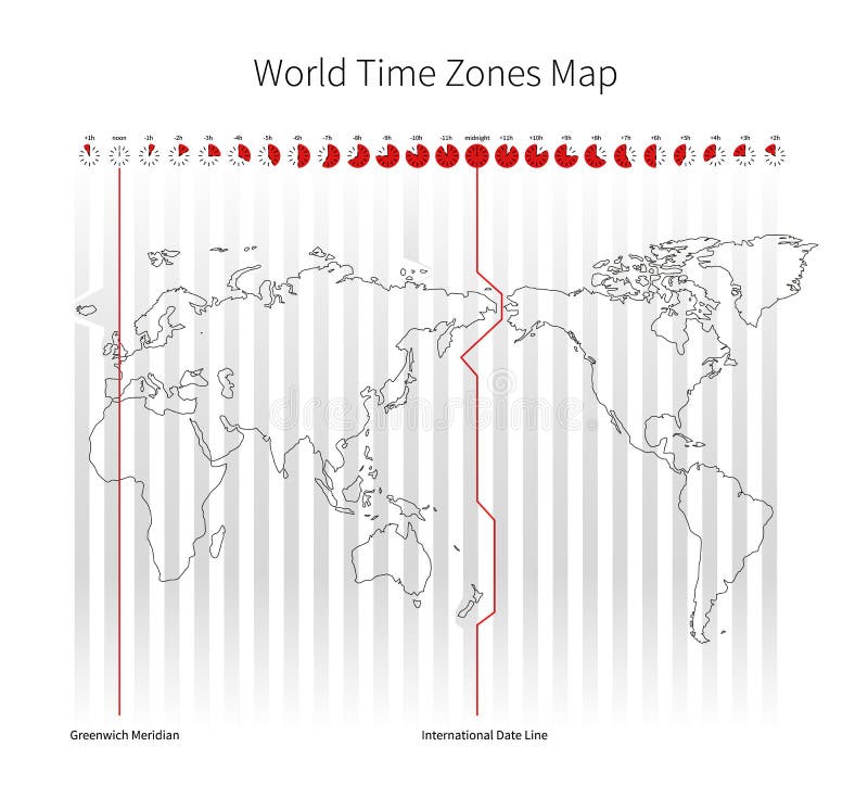 World Time Zones Vector Map With Countries Names And Borders Stock ...