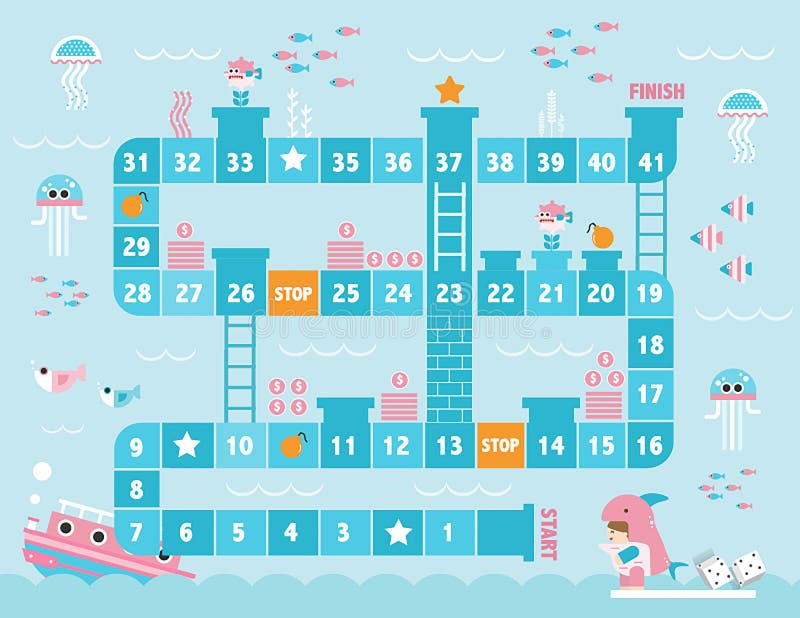 World Tour Board Game Template,Funny Frame,ladders Game, Vector ...