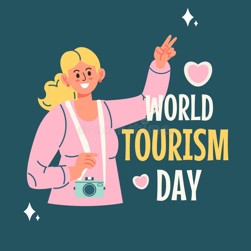 World Tourism Day Background with Woman Stock Illustration ...