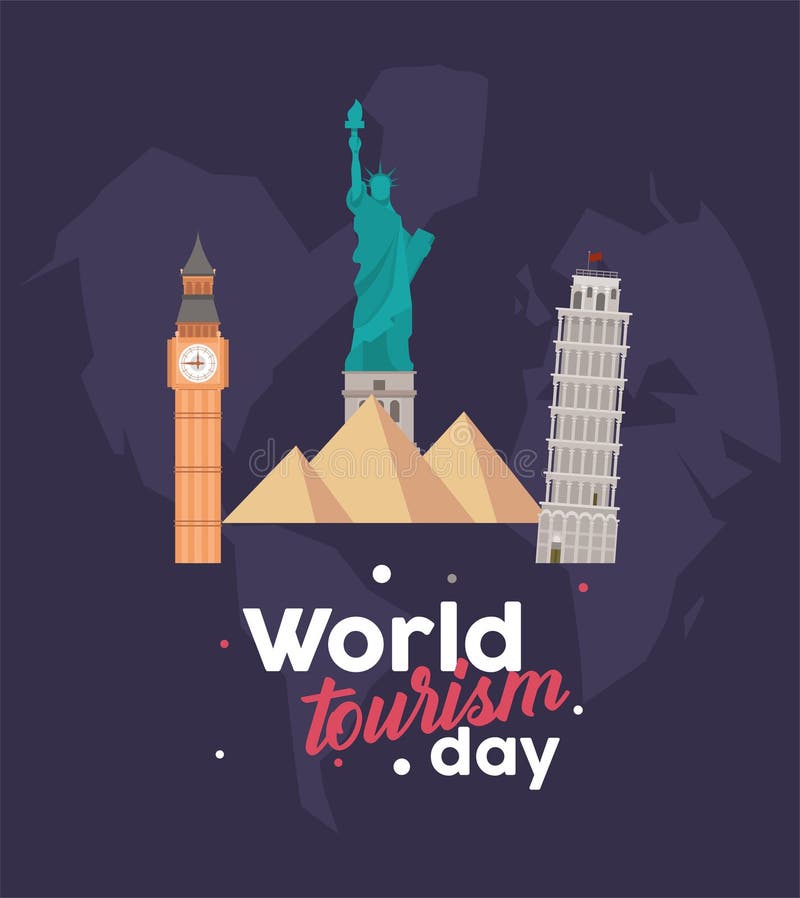 World Tourism Day Lettering Stock Vector - Illustration of celebrating ...