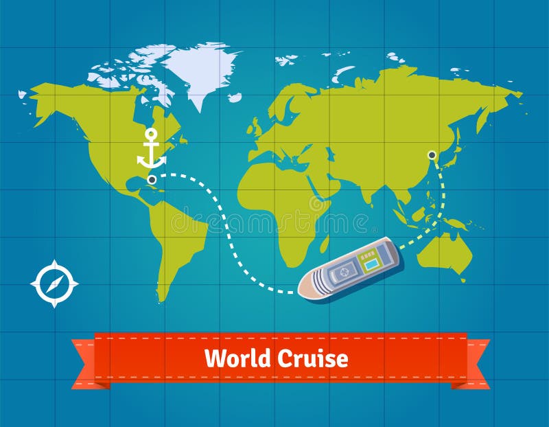 World Touristic Cruise with Map Background Stock Vector - Illustration ...