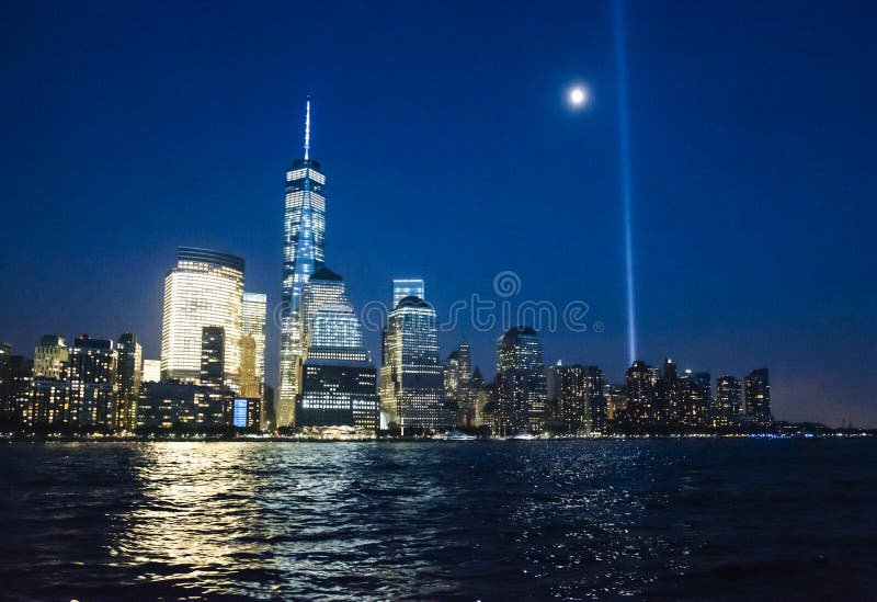 The World Trade Center at Night Stock Image - Image of landmark, icon ...