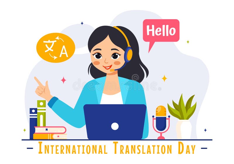 World Translator or Translation Language Day Illustration with Hello ...