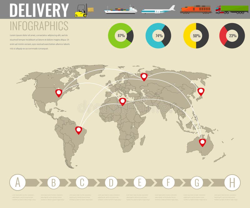 World Transportation and Logistics. Delivery and Shipping Infographic ...