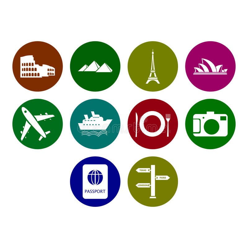 World travel icon set editorial photography. Illustration of airplane ...