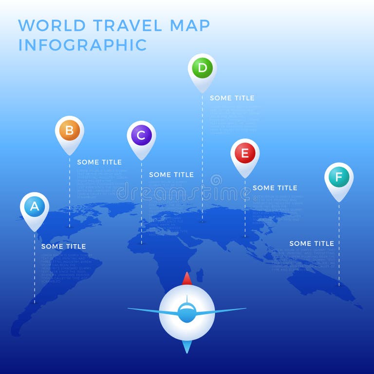 World Travel Map Infographic Template, Color Icons As Data ...