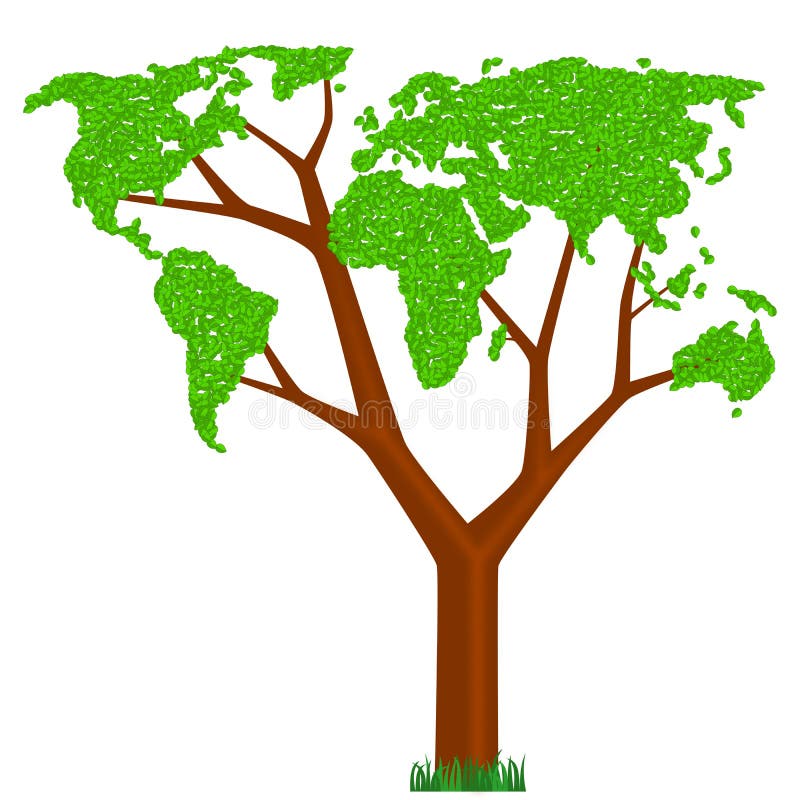 World map tree stock vector. Illustration of environmental - 75001699