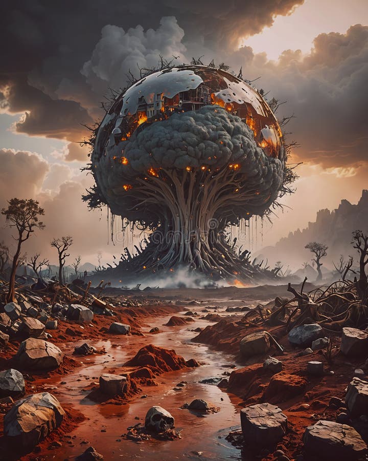 A world with a tree on it stock illustration. Illustration of mythology ...