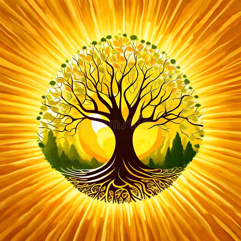 World Tree Gaia Graphic Ray Design Illustration Stock Illustration ...