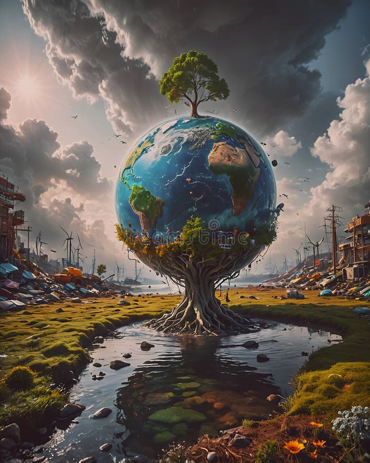 A World with a Tree on the Top of it Stock Illustration - Illustration ...