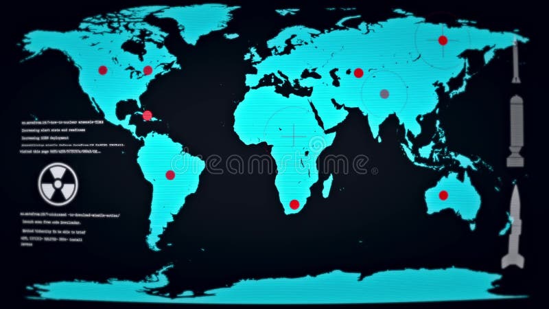 World Under Nuclear Attack According To a Map on a Computer Monitor ...
