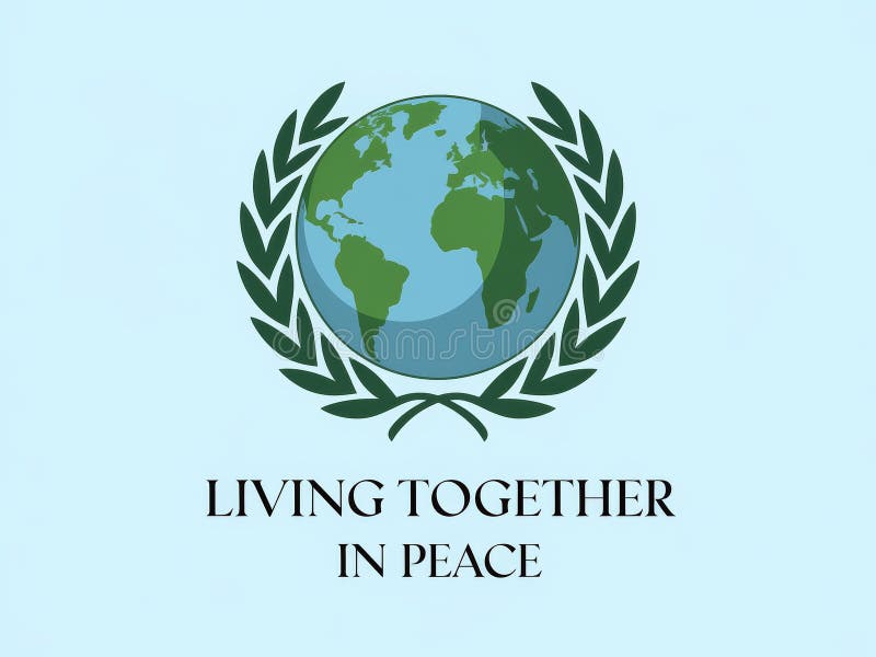 World Unity: Global Peace Emblem with Earth and Olive Branches Stock ...