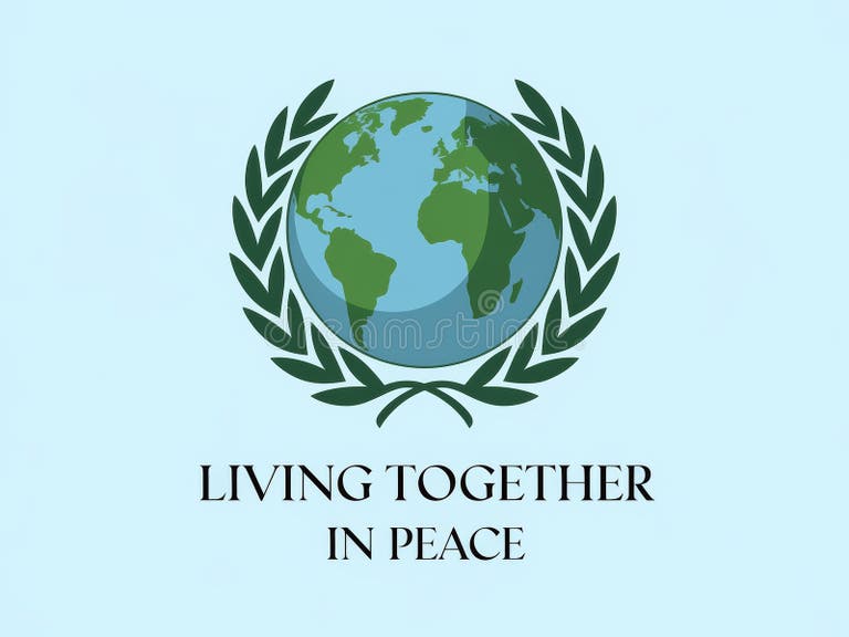 World Unity: Global Peace Emblem with Earth and Olive Branches Stock ...