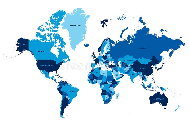 World Vector Map stock vector. Illustration of east - 266410624