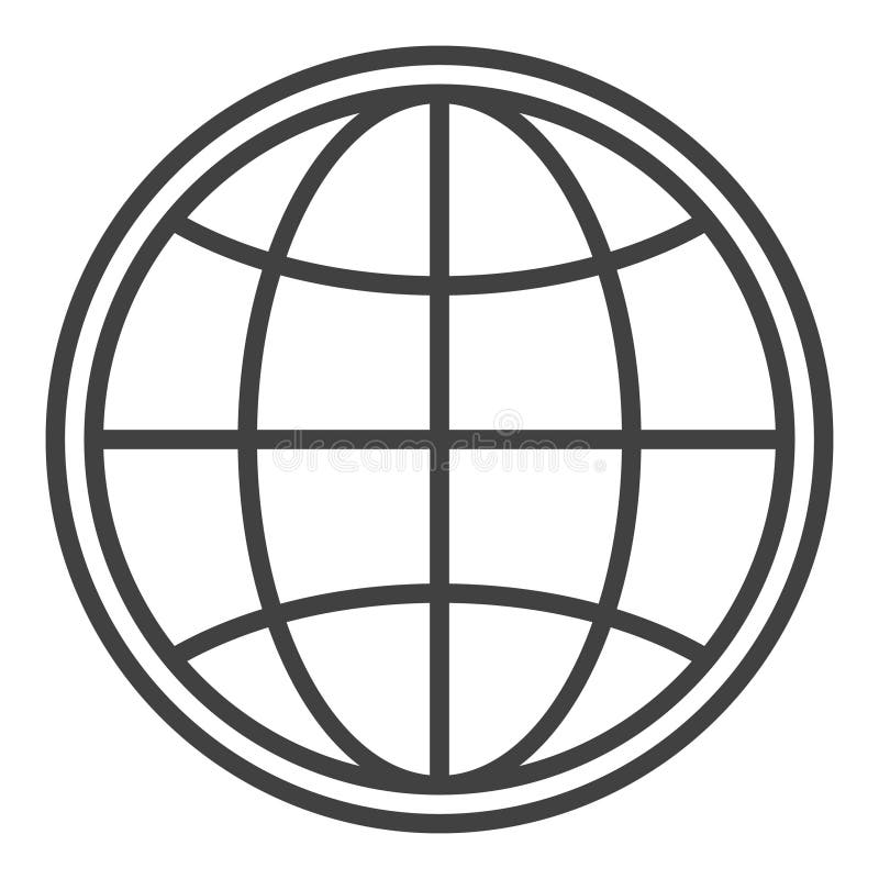 World Vector Round Earth Globe Icon or Sign in Thin Line Style Stock ...