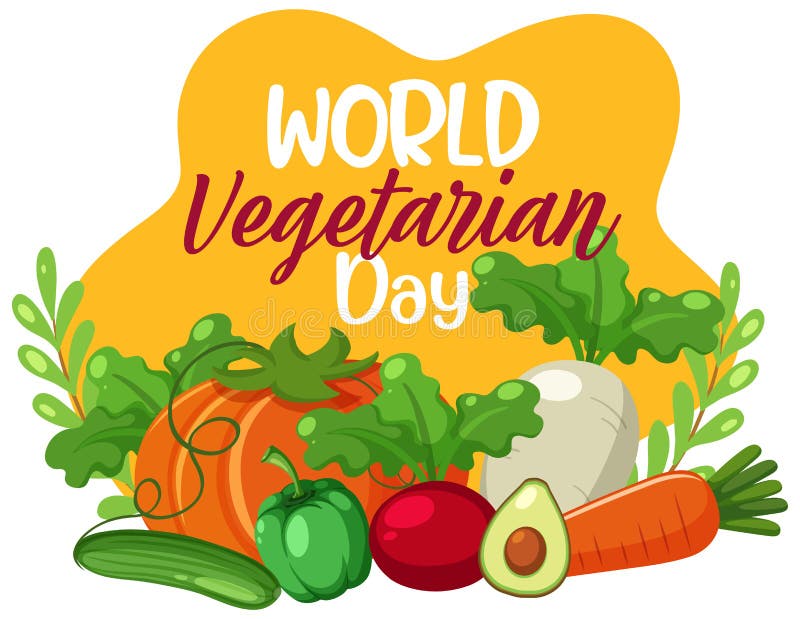 World Vegetarian Day Logo with Vegetable and Fruit Stock Vector ...