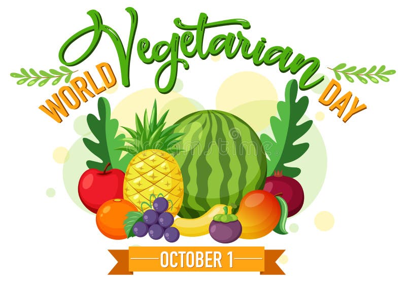 World Vegetarian Day Logo with Vegetable and Fruit Stock Vector ...