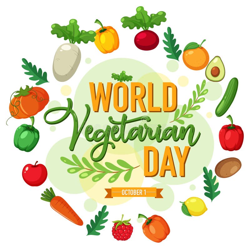 World Vegetarian Day Logo with Vegetable and Fruit Stock Vector ...