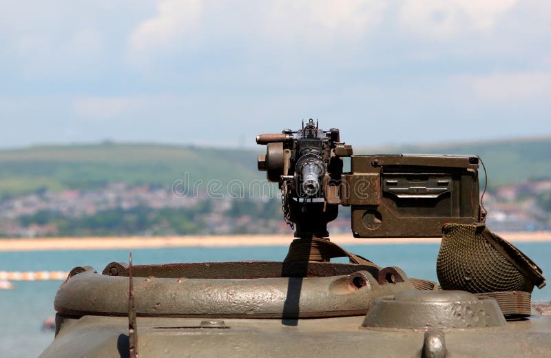 World War 2 Machine Gun on Green Tank Stock Photo - Image of world ...