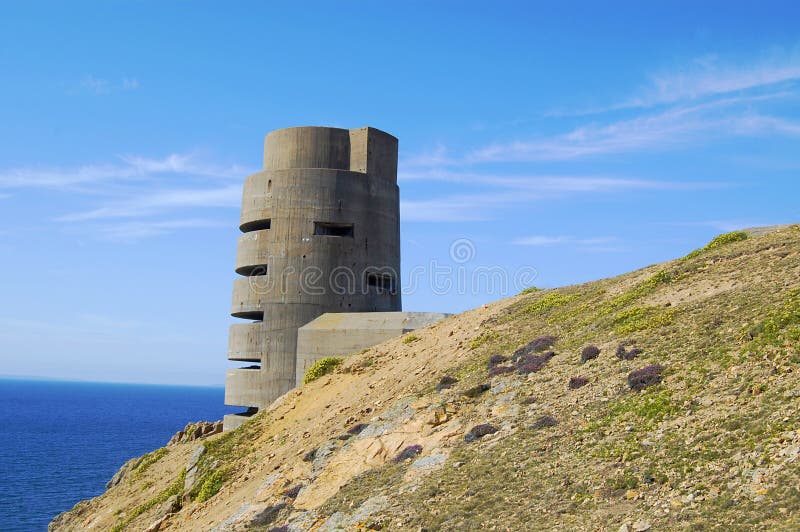 World War 2 Watchtower on Jersey Stock Image - Image of coastal ...