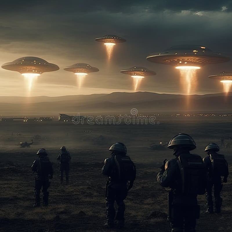 World war alien invasion. stock illustration. Illustration of night ...