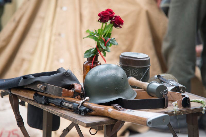 Items Displayed from a World War 2 Soldier Stock Image - Image of ...