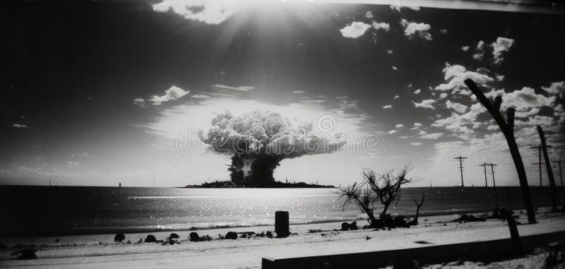 World War Huge Explosion, through a Pinhole Camera Stock Illustration ...