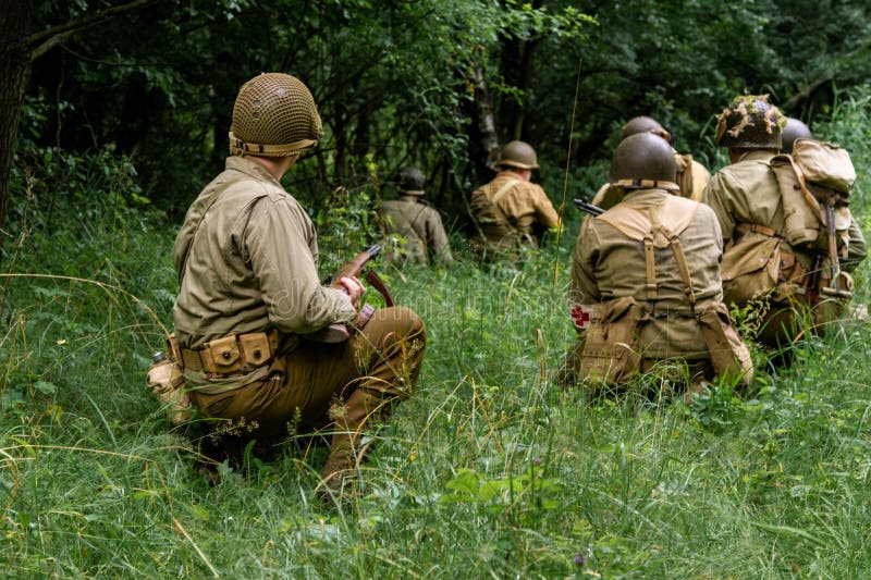 World War II American Reenactor Soldiers. Stock Photo - Image of person ...