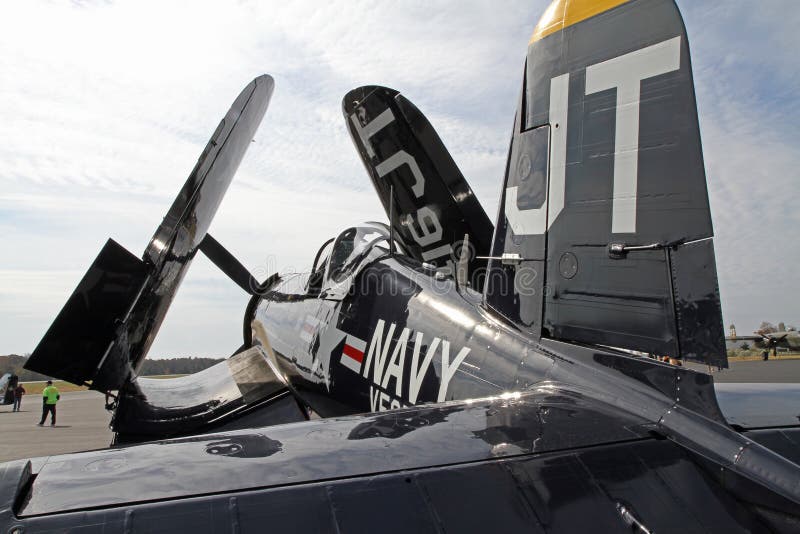 World War II Navy Plane With Folded Wings Stock Photo - Image of ...