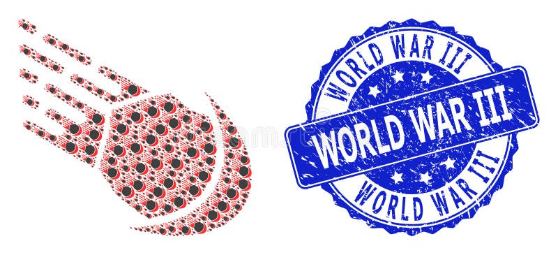 Rubber World War Iii Round Stamp and Recursion Meteor Icon Collage ...