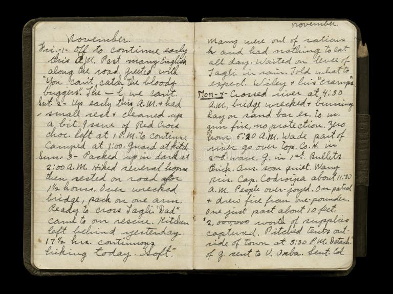 World War One Soldier S Diary Pages Stock Photo - Image of keepsake ...