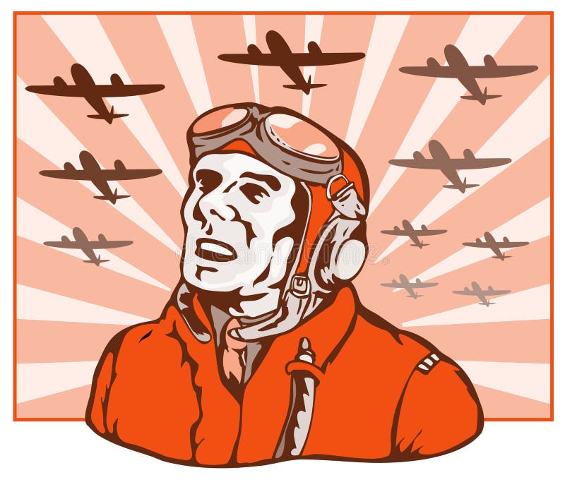 World war two ace pilot stock illustration. Illustration of helmet ...
