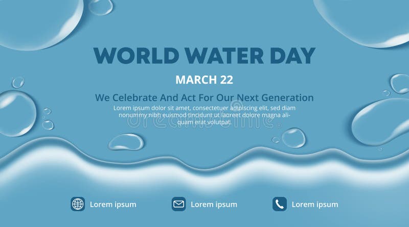 World Water Day Banner Design with Realistic Water on a Surface Stock ...
