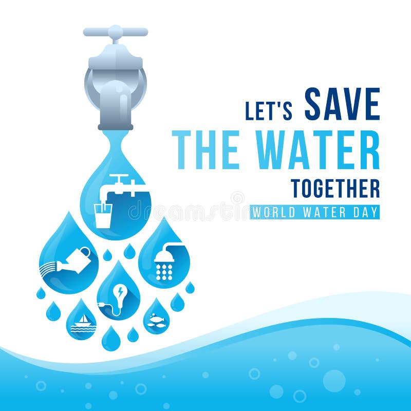 World Water Day Banner Let`s Save The Water Together Text And Blue
