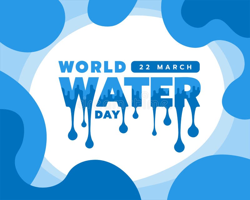 World Water Day Banner - Water Word with Water Drop on Abstract Blue ...
