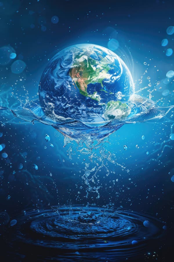 World Water Day . Clean Water Drop in Shape of Planet Earth. Ai ...