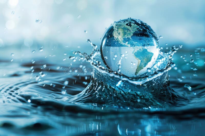 World Water Day . Clean Water Drop in Shape of Planet Earth. Ai ...