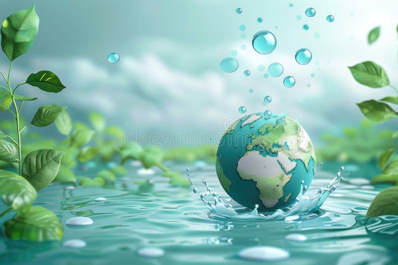 World Water Day . Clean Water Drop in Shape of Planet Earth. Ai ...
