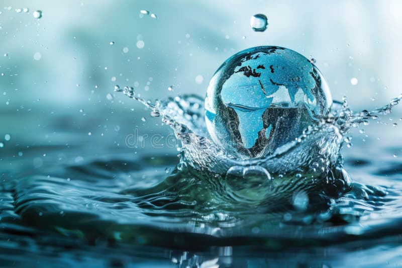 World Water Day . Clean Water Drop in Shape of Planet Earth. Ai ...