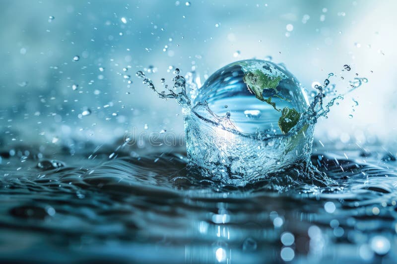 World Water Day . Clean Water Drop in Shape of Planet Earth. Ai ...