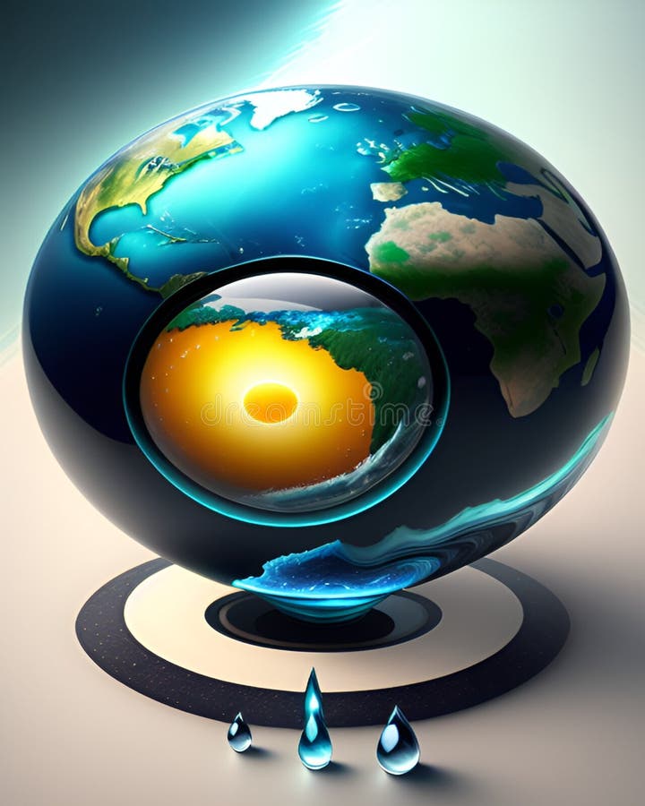 World Water Day Concept with Earth Planet Shape, Illustration ...