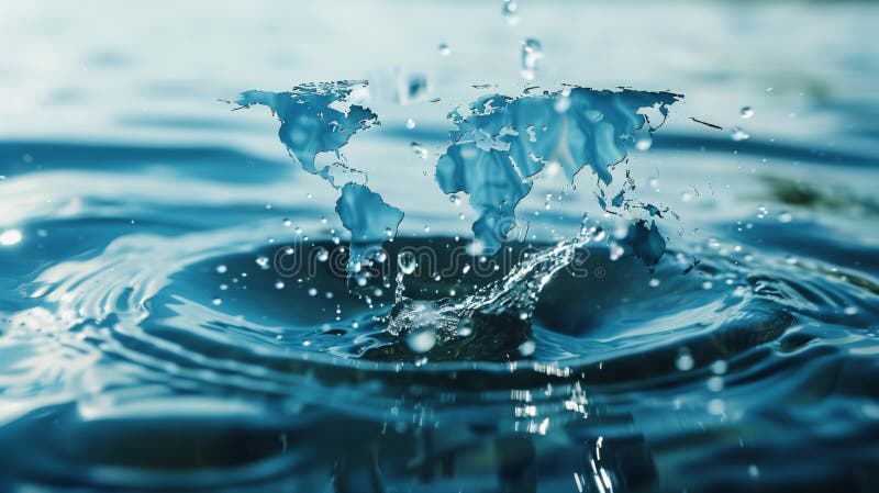 World Water Day Concept with Image of Part of World Map in Clean Water ...